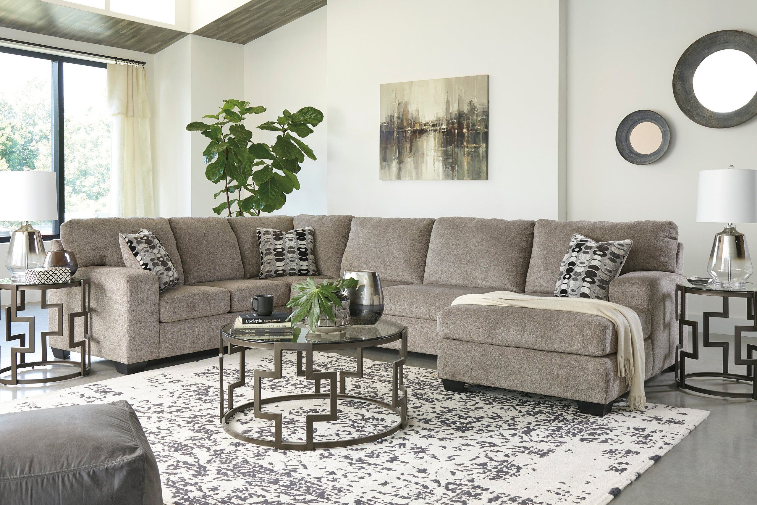 Ashley Platinum Modern Contemporary Traditional Chenille Fabric Sectio ...
